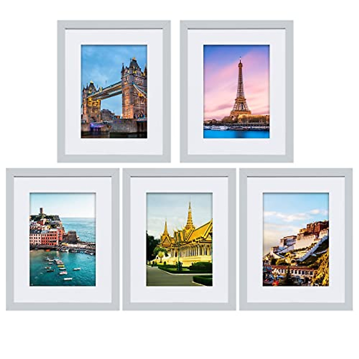 Aejvw Picture Frame Set of 5 - Lightweight and Sturdy Picture Frames Collage Wall Decor, Multi-purpose Wall & Tabletop Photo Frames Suitable for Home, Office and Festivals (4x6 inch, Grey)
