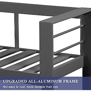 Wisteria Lane Aluminum Outdoor Patio Furniture Set, Modern Patio Conversation Sets, Outdoor Sectional Metal Sofa with 5 Inch Cushion and Coffee Table for Balcony, Garden, Dark Grey