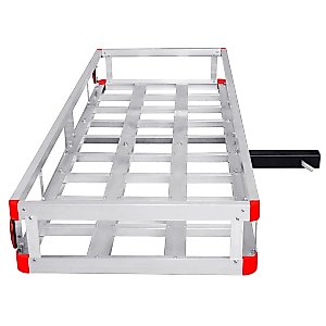 IRONMAX Hitch Cargo Carrier, 60” x 22” x 7” Trailer Hitch Mount Aluminum Cargo Carrier Fits 2” Receiver, Heavy Duty Vehicle Rear Cargo Basket for SUV, Car, Van, Truck, 500LBS Capacity