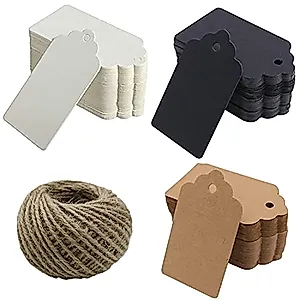 Gift Tags, 150 Pcs Kraft Paper Gift Tags, with 30 Meters Natural Jute Twine, for Blank Gift Labels DIY Arts Crafts, Christmas Wedding Thanksgiving etc