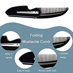 3 Pieces Folding Beard Comb Mustache Comb Small Pocket Comb for Men Everyday Grooming and Hair Care