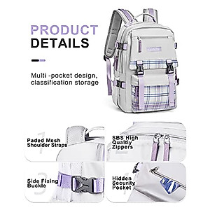 WONHOX Travel Backpack for Women Bundle, Carry On Backpack,Hiking Laptop Backpack Waterproof Outdoor Sports Rucksack Casual Daypack, Purple