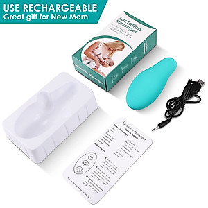 Warming Lactation Massager for Breastfeeding, Breast Warmer for Pumping, Nursing, Heat and Vibration Support for Clogged Milk Ducts Improve Milk Flow (Teal)