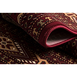 RUG BRANCH Majestic Afghan Persian Chobi Red Beige Indoor Area Rug for Living Room, Bedroom, Dining Room, and Kitchen - 8' x 11' (Exact Size: 7'9" X 10'8")