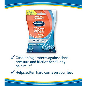 Dr. Scholl's CORN CUSHION with Duragel Technology 6ct Cushioning Protection against Shoe Pressure and Friction that Fits Easily In Any Shoe for Immediate and All-Day Pain Relief Packaging May Vary