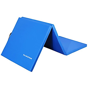 BalanceFrom 1.5" Thick Three Fold Folding Exercise Mat with Carrying Handles for MMA, Gymnastics and Home Gym, Blue