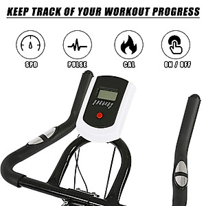 Cycling Bike Exercise Bike Indoor cycling bike Bicycle Cardio Fitness Cycle Trainer Heart Pulse w/LED Display Exercise Bikes Stationary Indoor (Black)