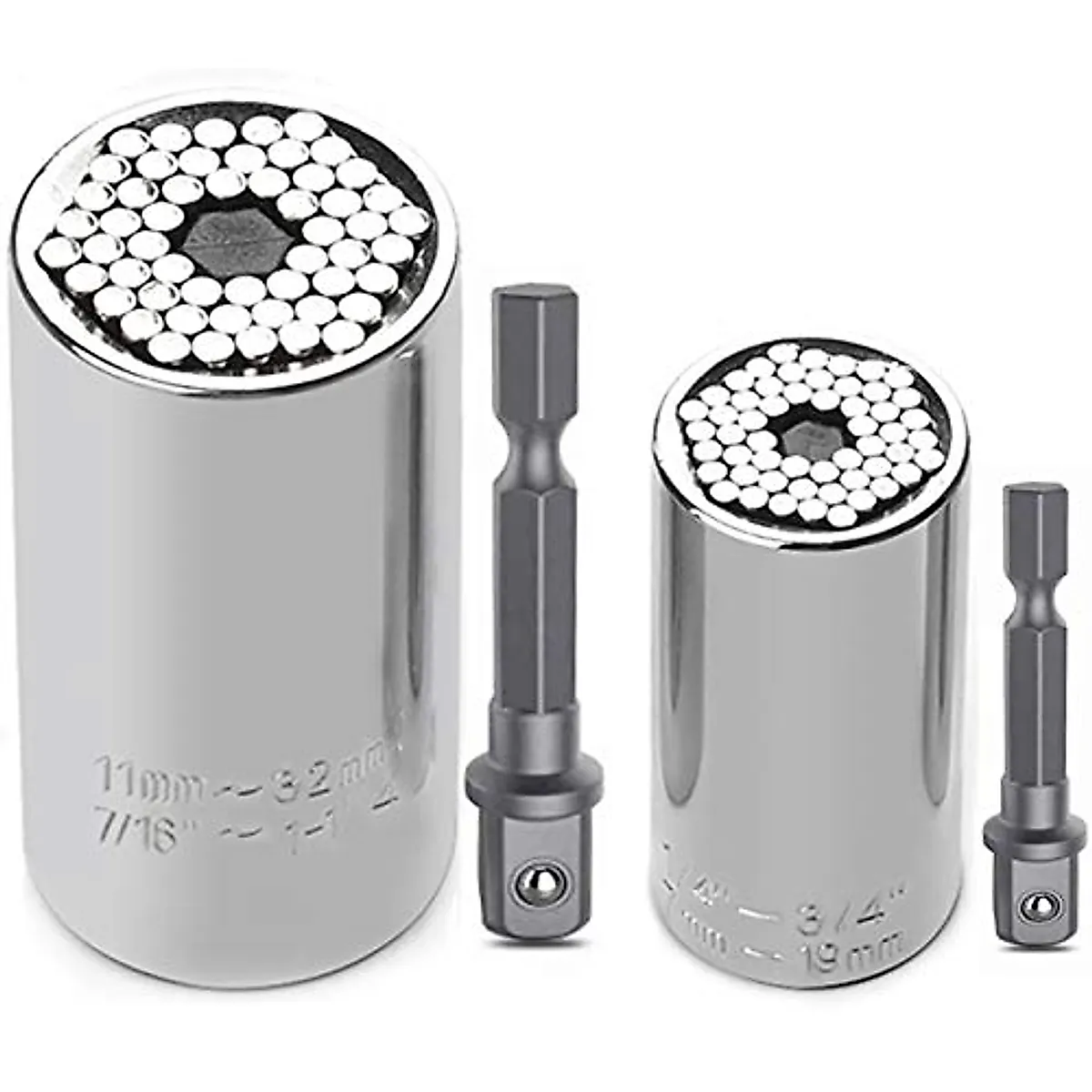 URGENEX Universal Socket Wrench Set (11-32mm 7-19mm) Professional Sockets Tools Multi-function Wrench Repair Kit with Power Drill & Ratchet Wrench Adapter Chrome Vanadium Steel (4PCS)