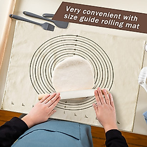 6 Pcs Pastry Cloth and Rolling Pin Cover Set Includes 2 Pcs 25 x 20 Inch Large Cotton Pastry Mat 4 Pcs 14 x 2.5 Inch Rolling Pin Cover Sleeves for Dough Bread Pie Baking Kitchen Supplies