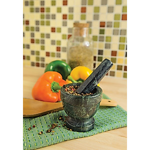 Fox Run Marble Mortar and Pestle, Green , 3"