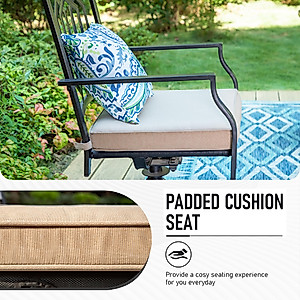 Sophia & William Patio Dining Set 5 Pieces Patio Table and Chairs, 37" Patio Dining Table x 4 Patio Swivel Dining Chairs with Cushion Outdoor Furniture Set for Backyard Lawn Pool Weather Resistant