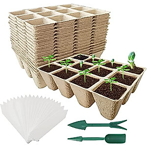 Fooyekep Seed Starter Tray,20 Pack Peat Pots for Seedlings,240 Cells Biodegradable Seed Starter Pots Germination Trays,Organic Seed Starter Kit with 20 Pcs Plant Labels