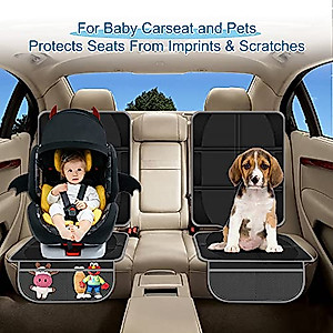 J&C Car Seat Protector for Child Carseat Waterproof Baby Car Seat Protector with Thickest Padding， Non-Slip Backing 2 Pockets, Fit for SUV Sedan Leather Seats