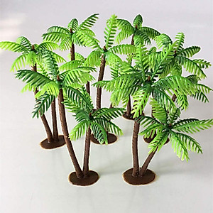 HEALLILY 24PCS Simulation Coconut Tree Decor Fish Tank Landscape Decoration Realistic Coconut Tree Photo Props Mini Plastic Coconut Tree Ornament Green Bonsai Figurines,Miniature Trees