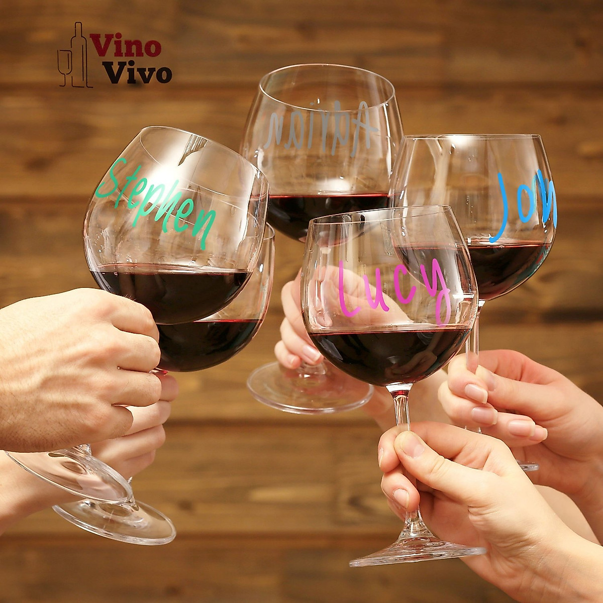 MEKBOK Wine Glass Markers - 6 Pack of Food Safe Non-Toxic Wine Glass Markers - Can also be used on ceramic plates and other glass and tableware