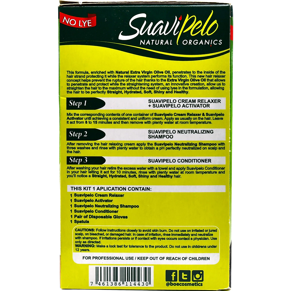 Suavipelo Natural Organics Hair Relaxer - No Lye (1 application Kit)