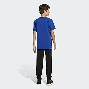 adidas Boys' Iconic Tricot Jogger Pants, Black with Collegiate Royal, Large (14/16)