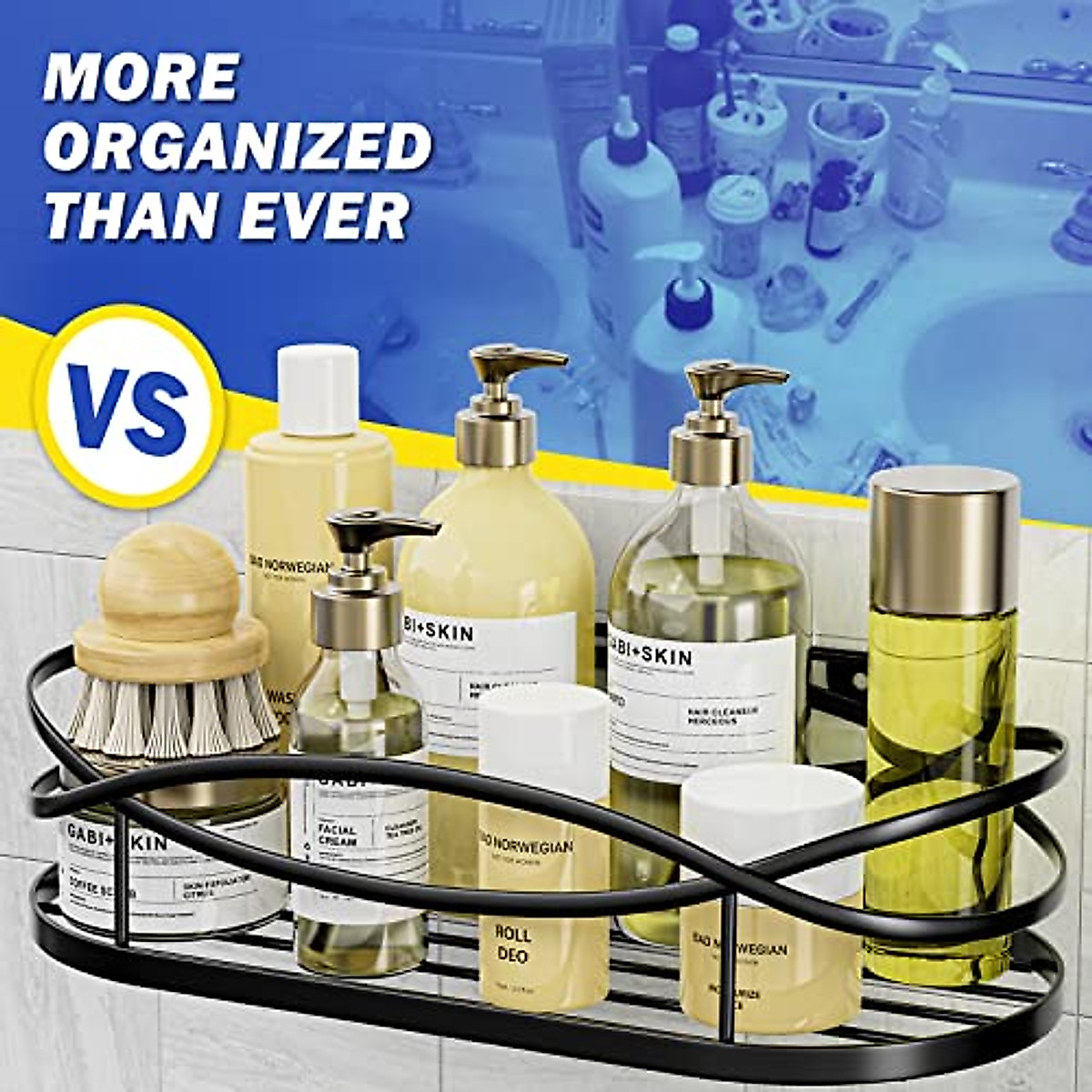 Shower Caddy Basket, Shower Shelf 4Pack, Adhesive Drill-Free, Rustproof Shower Organizer for Inside Shower & Kitchen,Shower Rack for Bathroom Storage