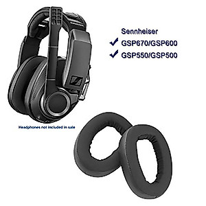 Premium Hybrid GSP 670 GSP 600 etc Ear Pads Cushions Compatible with Sennheiser GSP 670 Sennheiser GSP 600 GSP 550 and GSP 500 Headphones. Premium Protein Leather | Alcantara | High-Density Foam