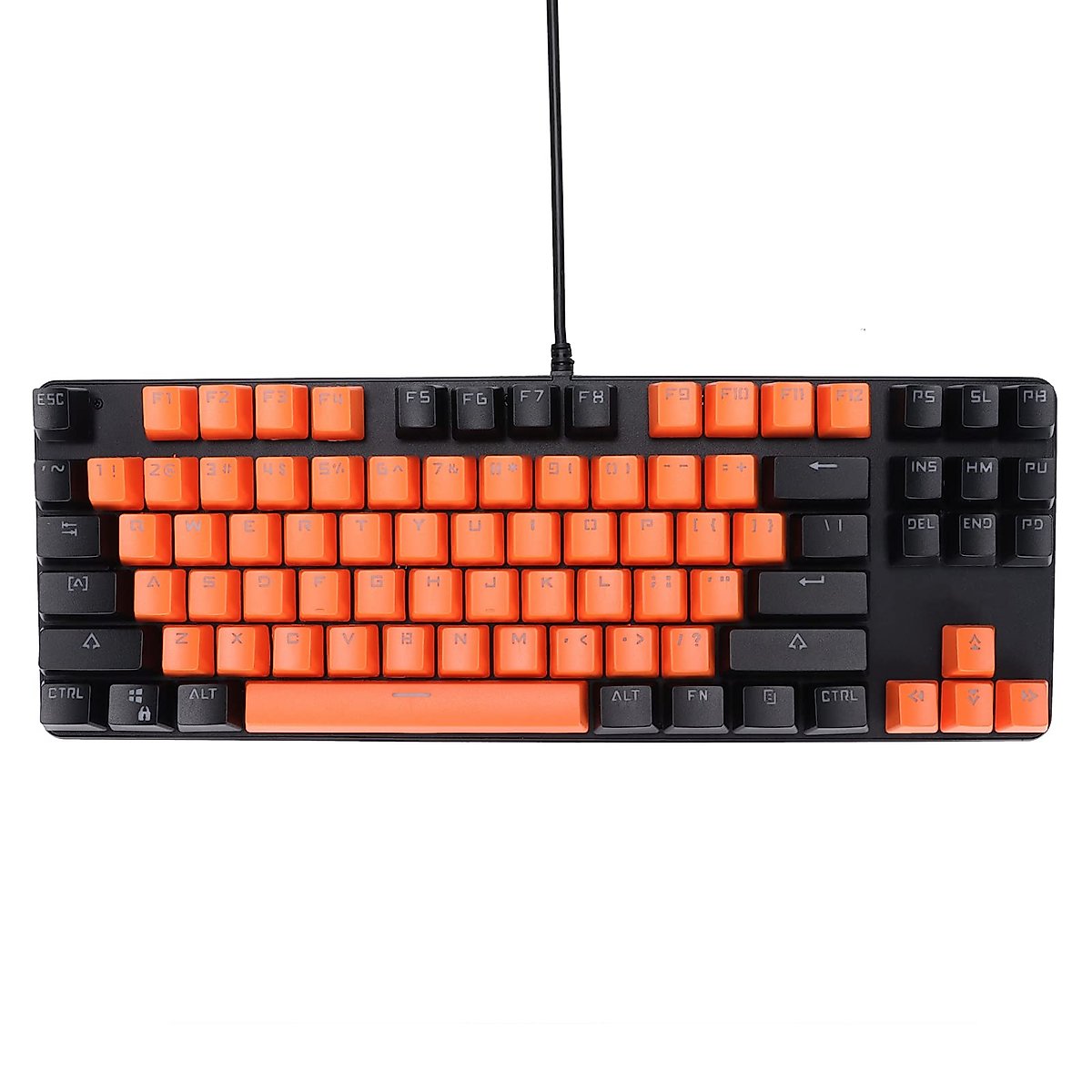 753 Wired Mechanical Keyboard, 87 Keys Blue Switch Two‑Tone Keycap Gaming Keyboard, Black & Orange Gaming Keyboard for PC Gamer Computer(75391b48gnask362)