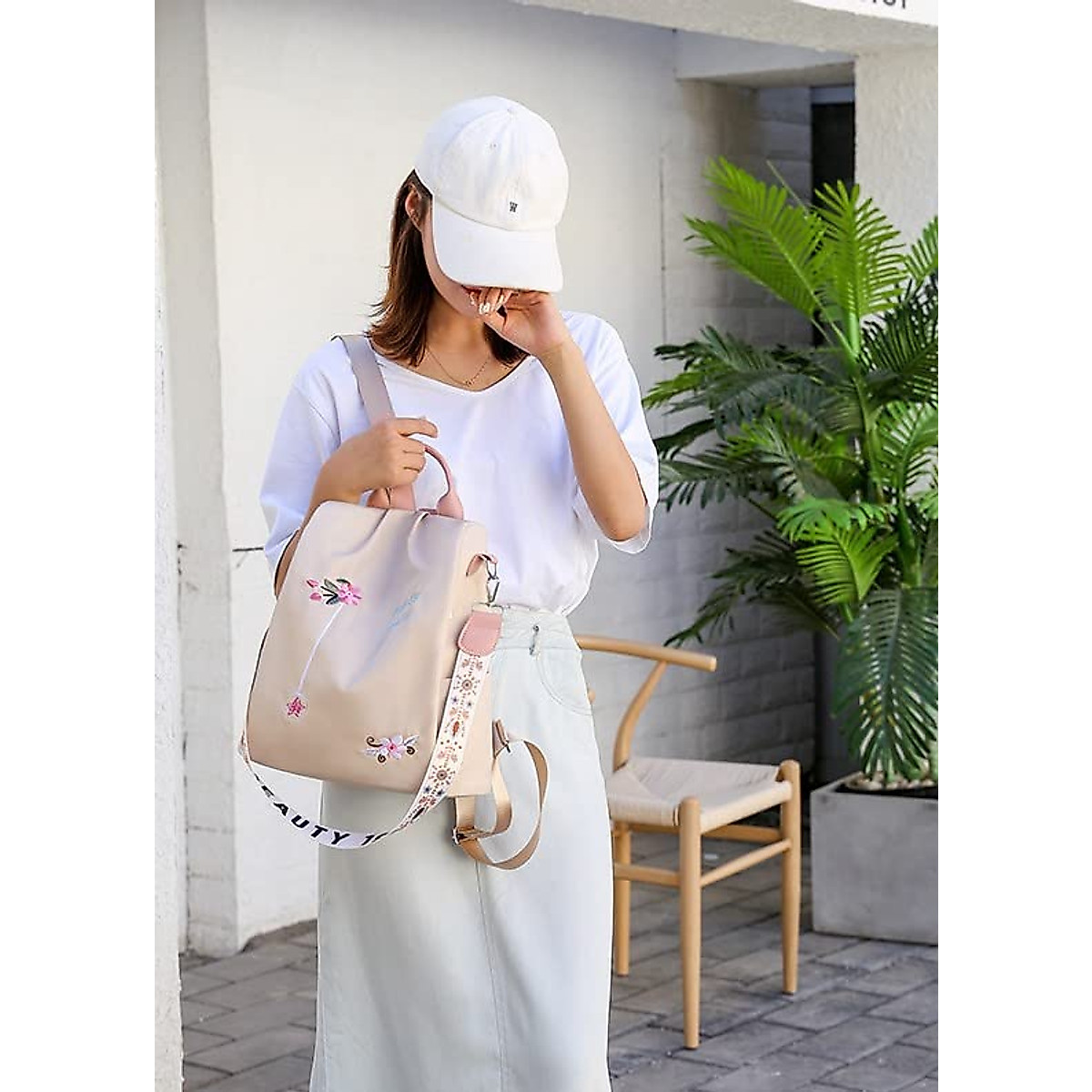 Rose Backpack For Women Bag Soft Leather Fashion Women Backpack Purses Multipurpose Design Handbags And Shoulder Bag