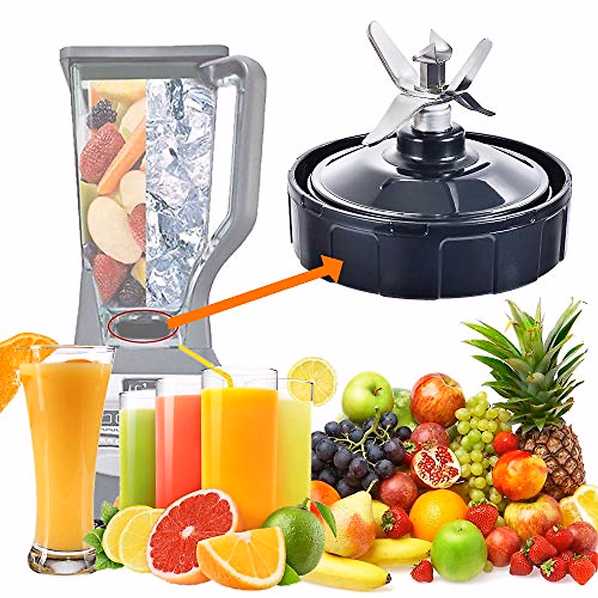 Blender Blade for Ninja Blender, Blender Replacement Parts Compatible with Nutri Ninja Auto iQ Blender BL482 BL642 NN102 BL682 BL2013 (7 Fins)