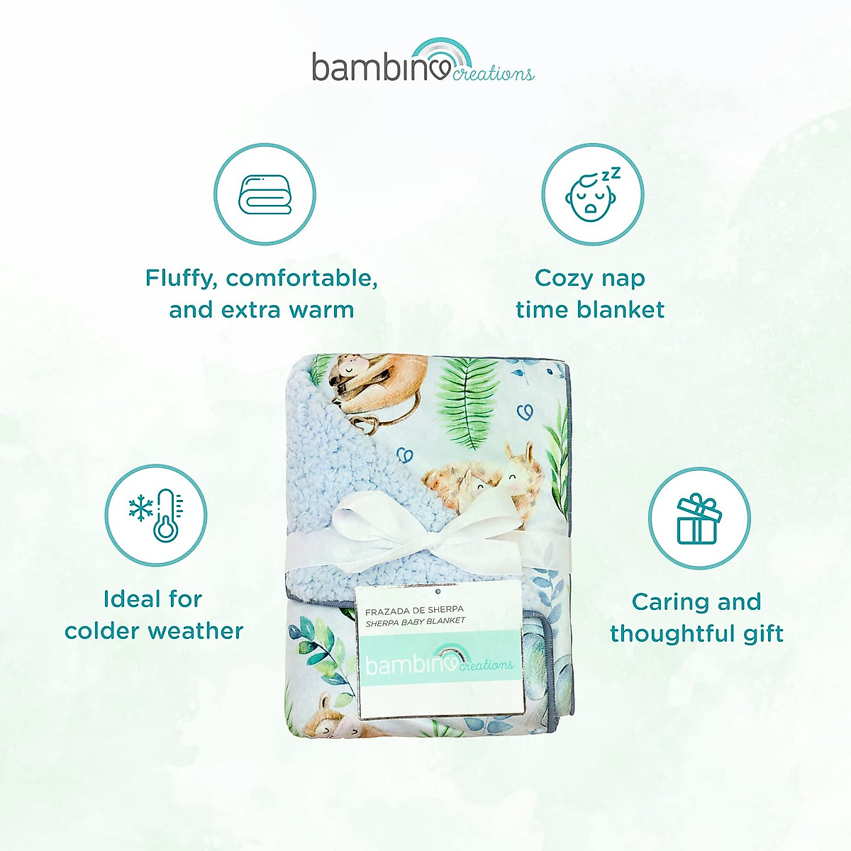 Newborn Blankets for Boys Warm Sherpa Blanket Light Blue, 30"x40" Mink Cozy Soft Baby Blankets Baby Shower Gifts - Newborn Essentials Must Haves-Machine and Dryer Safe, Baby Gifts by BAMBINO CREATIONS