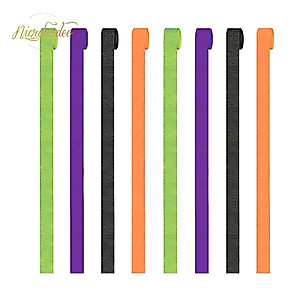 NICROLANDEE Halloween Party Supplies - 8 Rolls Black Orange Crepe Paper Streamers Tassels Streamer Paper for Halloween Theme Party, Horror Party, Birthday, Home Party Backdrop Decorations, 82ft Long