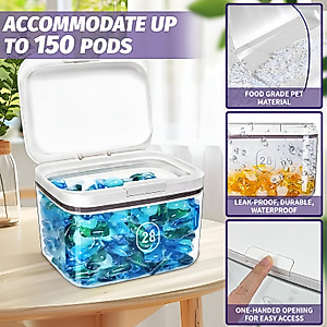 2 Pack 94OZ Laundry Pods Container,Laundry detergent dispenser with One-Press Lid,Laundry Pod Holder Containers For Laundry Powder,Dryer Sheet