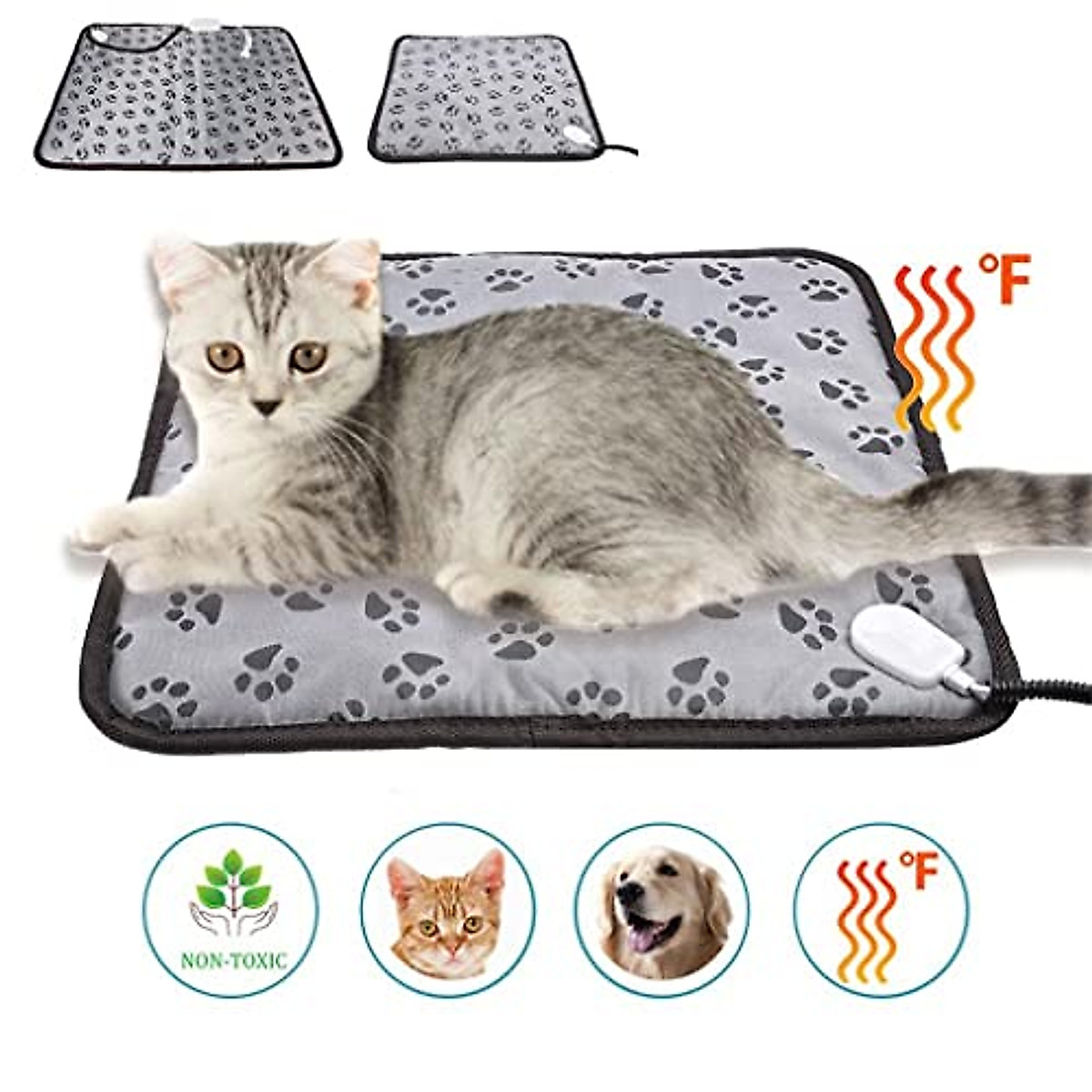 LXXSH Pet Electric Blanket Heating Pad Dog Cat Bed Mat Waterproof Anti-Bite Adjustable Temperature Chair Cushion (Size : 45cm)