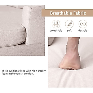 WILLIAMSPACE 116" Sectional Sofa for Living Room, Large U-Shaped Sofa Couch with Chaise Lounge, Upholstered Modular Sofa for Home Office - Beige