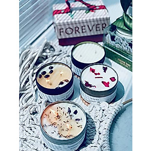 Lavender Candle Aromatherapy Candles Gifts for Women, Christmas Gifts, Lucky Charms Candle with Crystals Inside, 7.2oz Lavender Healing Candles for Balance/Cure/Energy