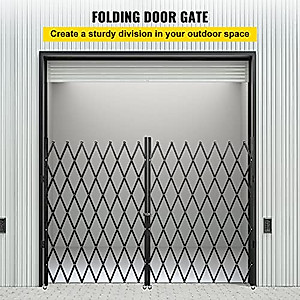 VEVOR Double Folding Security Gate, 63.39" H x 122" W Folding Door Gate, Steel Accordion Security Gate, Flexible Expanding Security Gate, 360° Rolling Barricade Gate, Scissor Gate or Door with Keys