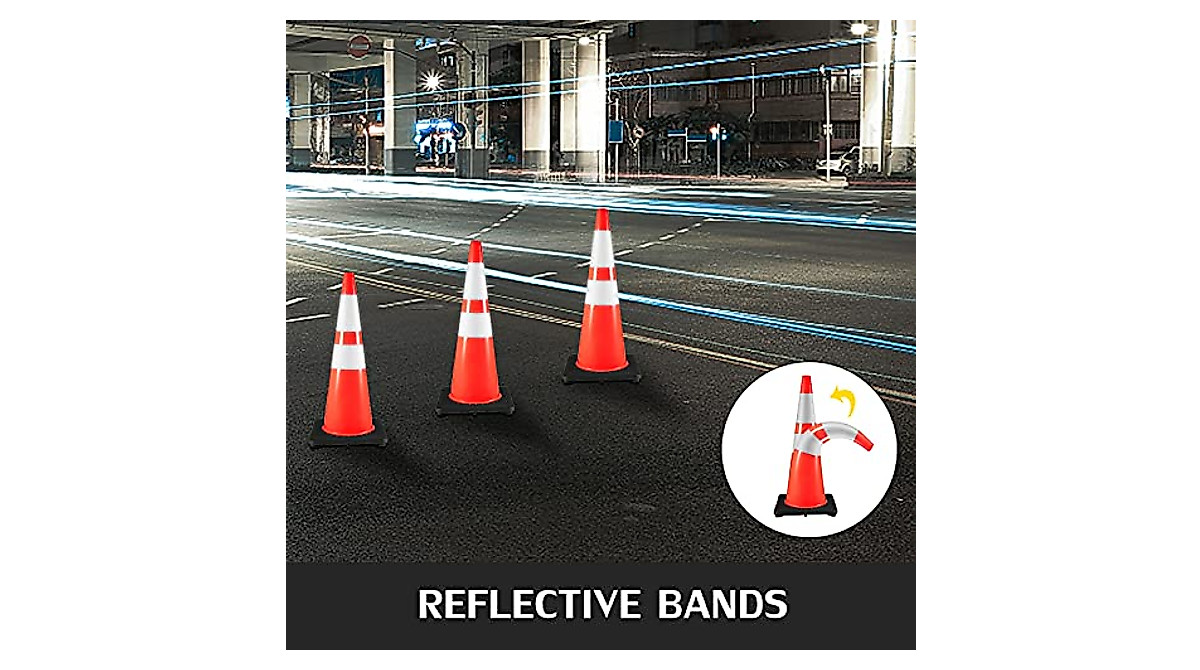 VEVOR 36-Inch Traffic Cones with Reflective Collars, 6 Pack | Safe Road ...