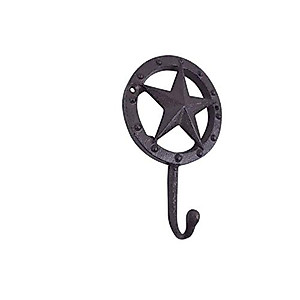 Handcrafted Nautical Decor Cast Iron Lone Star Decorative Metal Wall Hook 5"