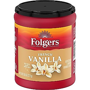 Folgers French Vanilla Flavored Ground Coffee, 9.6 Ounce Canister (Pack of 6)