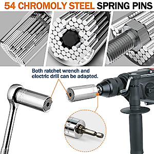 MUYDZ Super Universal Socket Wrench Tools Grip Multi Function Ratchet Wrench Power Drill Bit Adapter 1/4"-3/4" (7mm-19mm) 5Pc Set Professional Repair Tools Gifts for Dad Men Christmas Fathers Gift