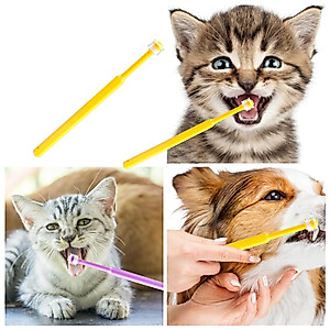Mozeat Lens Small Cat & Dog Toothbrush, 2 Pack 360 Degree Soft Silicone Pet Toothbrush Cat Dental Care Dog Oral Hygiene Deep Clean Pet Teeth Cleaning Kit (Small Size, Orange/Purple)
