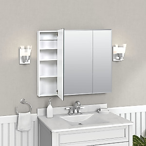 Zenith M36, Beveled Tri-View Medicine Cabinet, Frameless