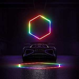 Hexagon LED Garage Light RGB - Hexagon Garage Light with Adjustable Light Color, for Private Garage KTV Bar Basement Gym Lighting(1 Pack)