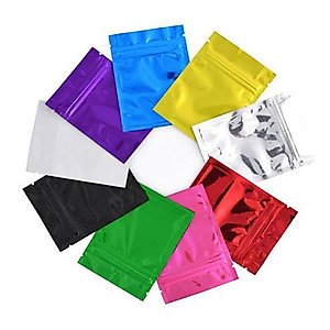 100 PCS Colorful Self Sealing Vacuum Aluminum Foil Packaging Bags Ziplock Mylar Packing Pouch Wholesale Heat Sealing Food Grade Sample Storage Bags Pouches Perfect for Sample Giveaway (7.5 * 6.5cm)