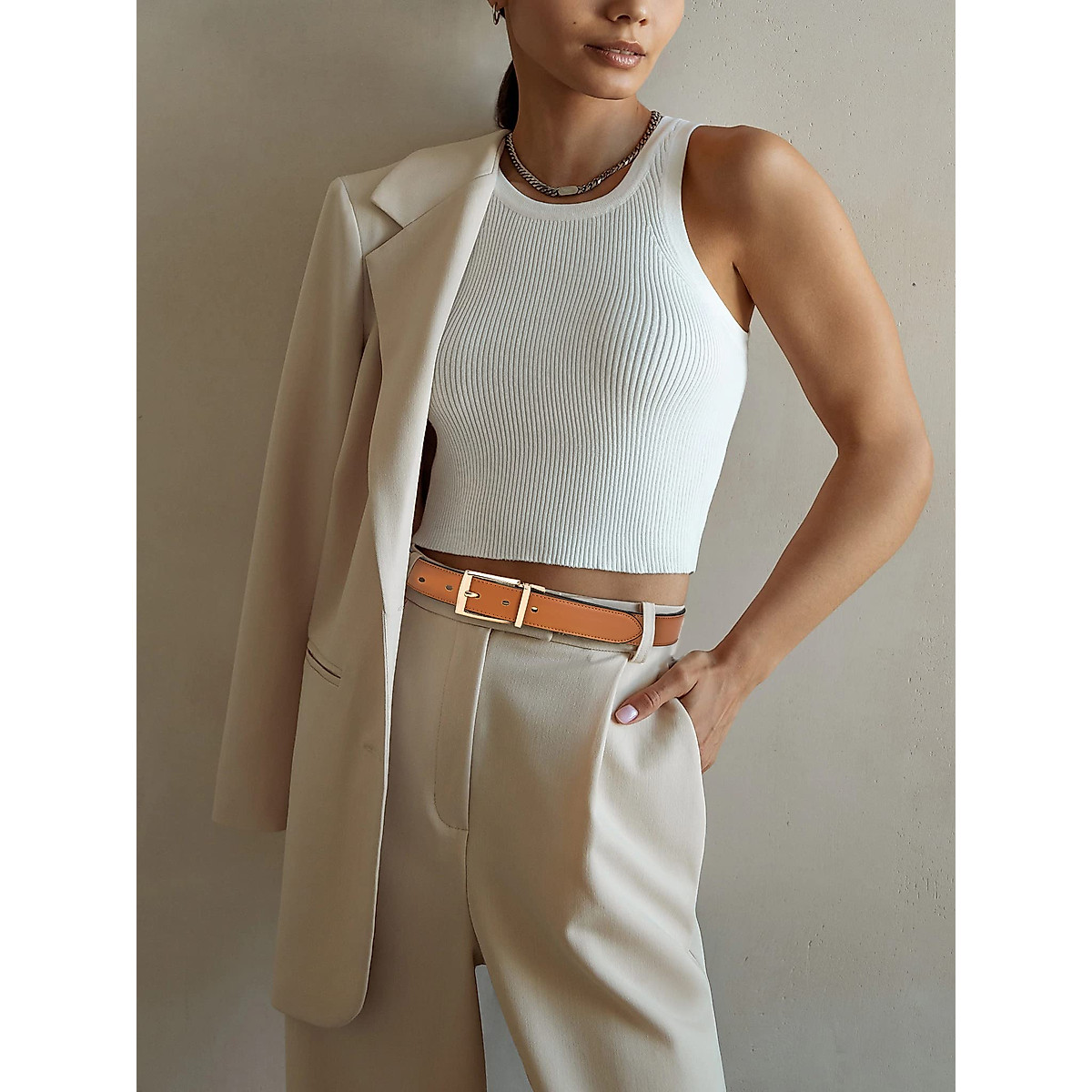 Reversible Belt for Women, CR 1.25" Womens Leather Belt for Jeans Pants - 2 Styles in One Belt