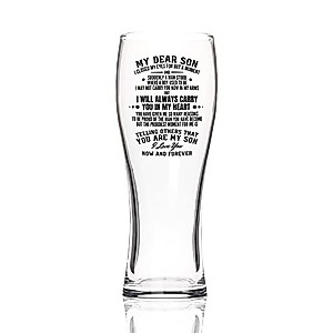 Onebttl Son Gifts, Beer Glass Mug for Son, Birthday Graduation Love Care Adulthood, from Dad Father Mom Mother Friends, 15oz/440ml - My Dear Son