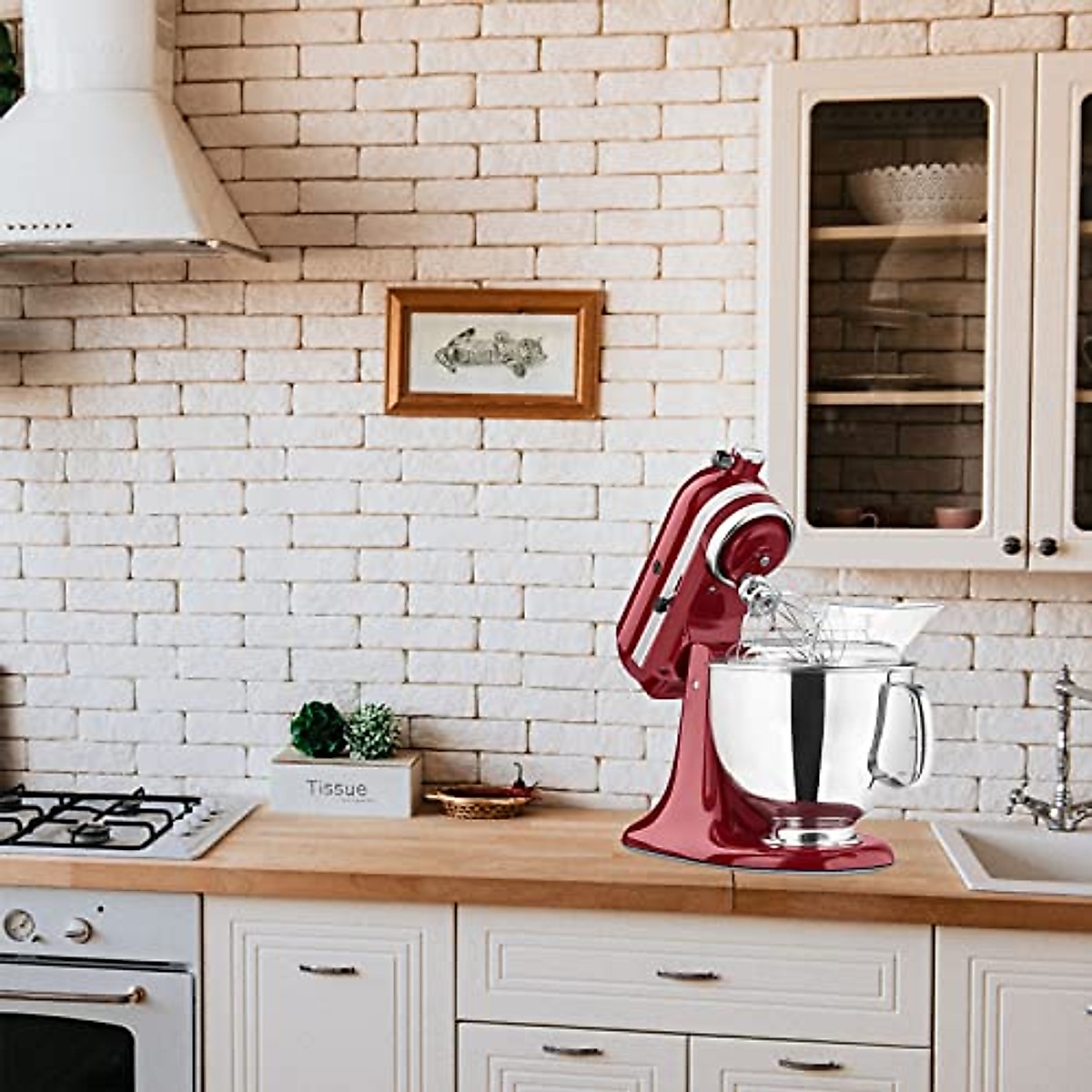 Lunpliran Leather Mixer Mover Kitchen Appliance Slider Mats Compatible With KitchenAid Tilt-Head Stand Mixer, Sliding Rolling Tray for Kitchen Appliances (Fit for 5-8 Quart Tilt Head, Silver)