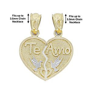 Charm America - Gold Break-Apart Te Amo Heart Charm - 14 Karat Solid Gold