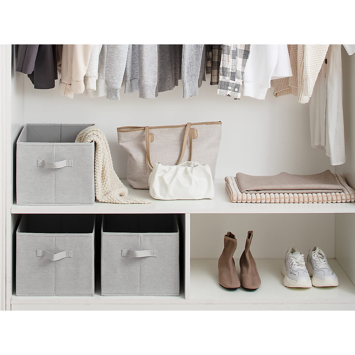 StorageWorks Storage Baskets for Shelves, Foldable Storage Bins with handles, Fabric Closet Bins for organization