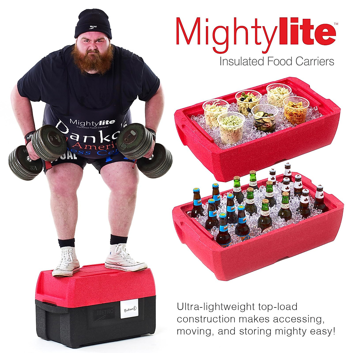 Metro Mightylite ML180XL Top Load Insulated Food Carrier - Professional-Grade Multipurpose Pan Carrier, Insulated Cooler and Food Warmer with Extra Capacity Lid - 45 qt or 5 Pan Capacity