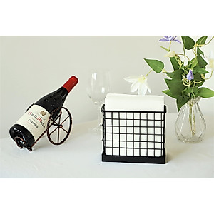 Wire Classic Metal Napkin Organizer Holder for Kitchen Restaurant Home Stylish Decor - Dining Tables, Stylish Black Countertop Storage Indoor and Outdoor Use Vertical Tissue Dispenser
