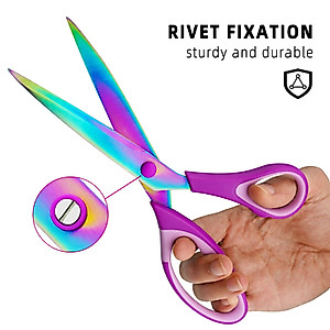 Craft Scissors Bundle, Sewing Scissors with Sharp Stainless Steel Blades and Soft Handles, Multipurpose Fabric Scissors Set, Great for Craft, Sewing, Arts, School and Home Supplies 3 Pack, Purple