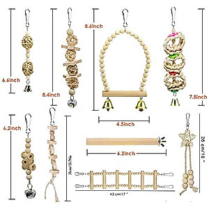 Bird Parrot Swing Toys, Chewing Standing Hanging Perch Hammock Climbing Ladder Bird Cage Toys for Budgerigar, Parakeet, Conure, Cockatiel, Mynah, Love Birds, Finches and Other Small to Medium Birds